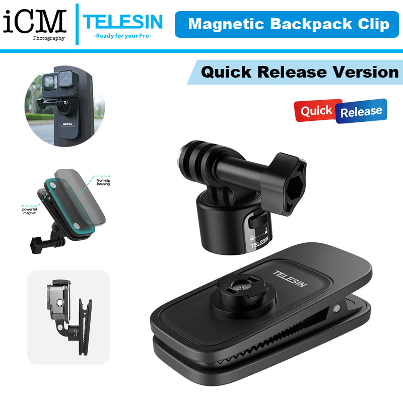 TELESIN Magnetic Quick release Backpack Clip For Action Cameras – ICM ...