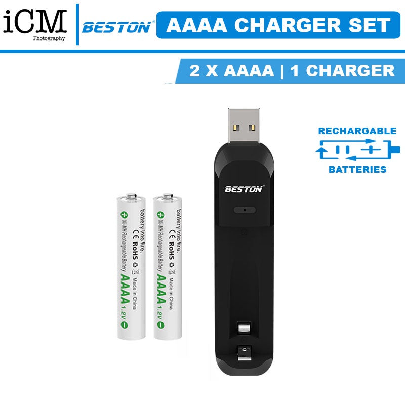 Beston E96 AAAA Rechargeable Battery LR61 With USB Charger – ICM Photo ...