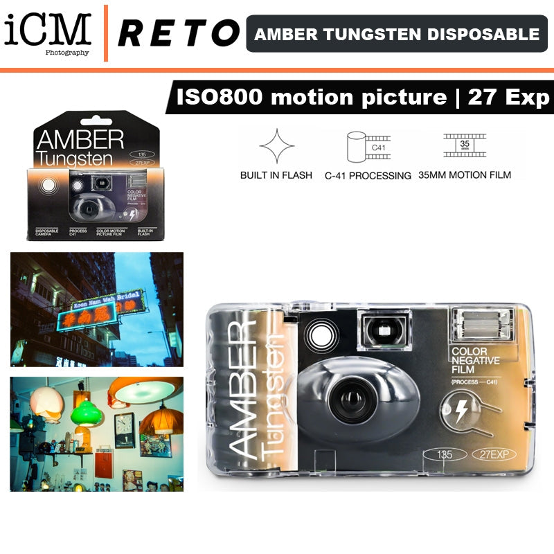 Retocolor Amber Tungsten 35mm Disposable Film Camera 27 Exposures – ICM ...